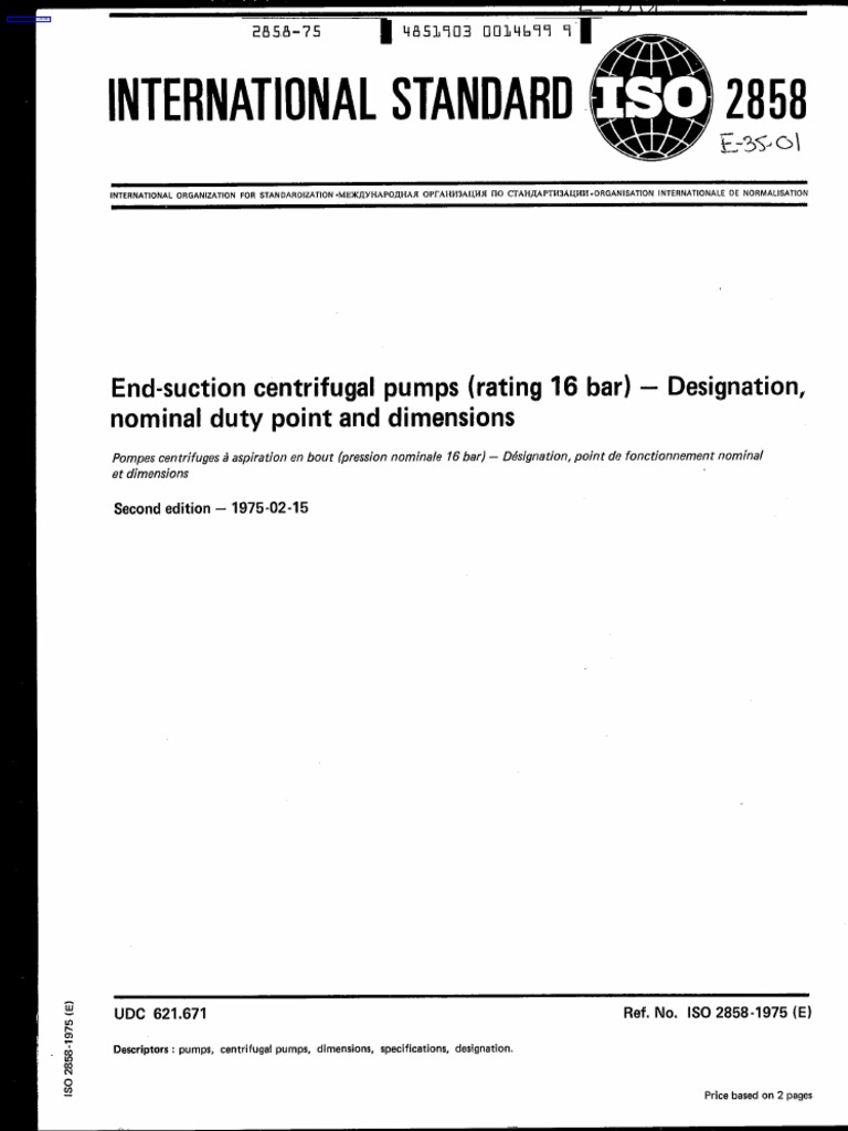 Iso 2858 | PDF