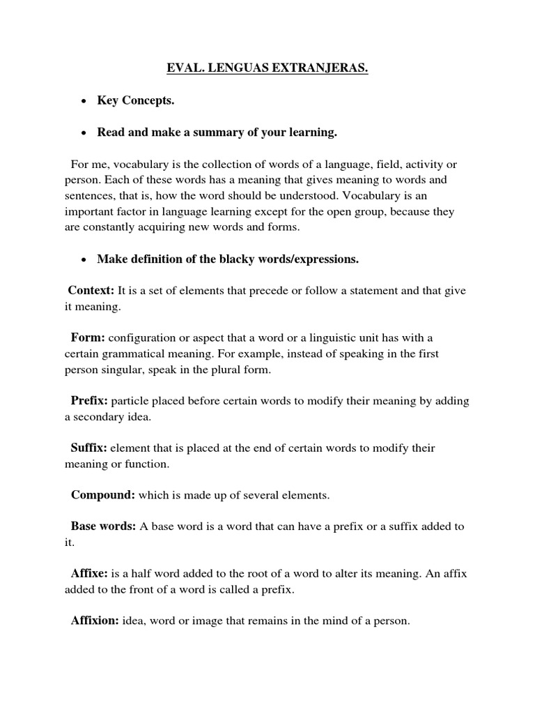 TKT Lexis 9 | PDF | English Language | Word