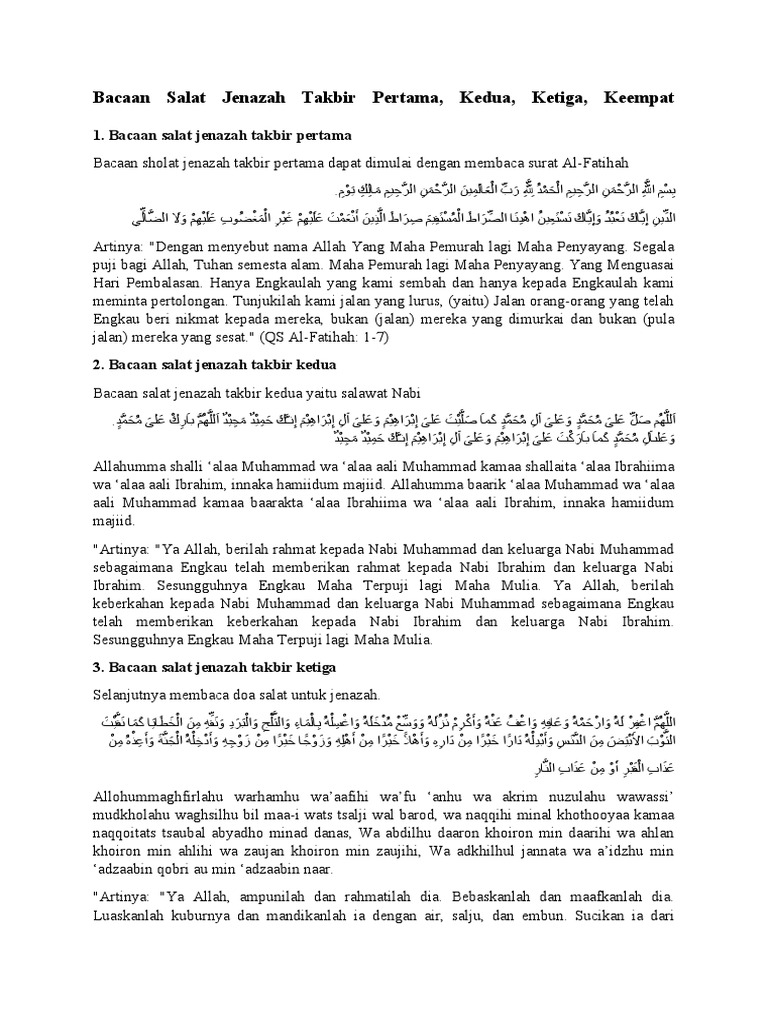 Bacaan Salat Jenazah Takbir Pertama | PDF