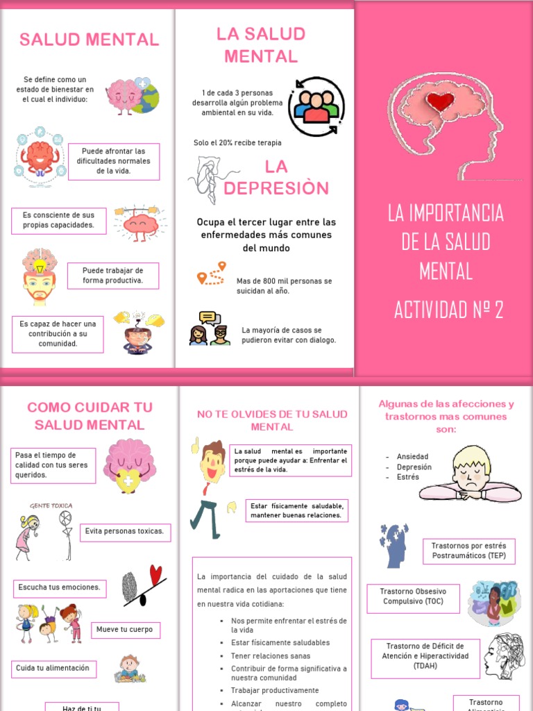 Triptico Salud Mental Actividad 2 | PDF | Salud mental | Desorden hiperactivo y deficit de atencion