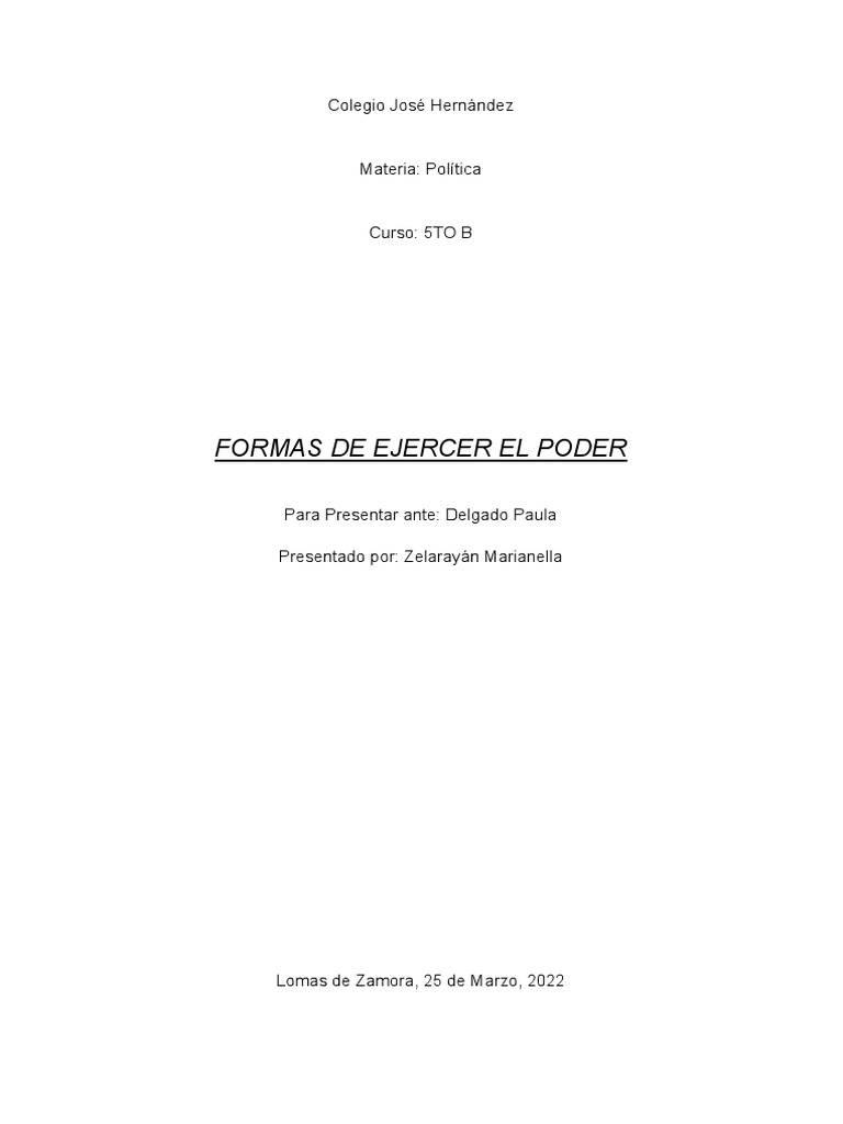 Formas de Ejercer El Poder | PDF | Ciencias sociales | Ficciones de ...