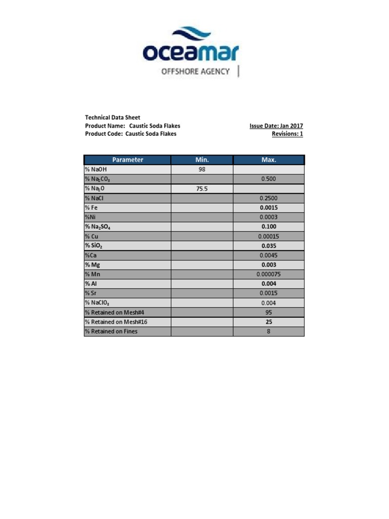 Technical Data Sheet - AK34 Caustic Soda Flakes | PDF