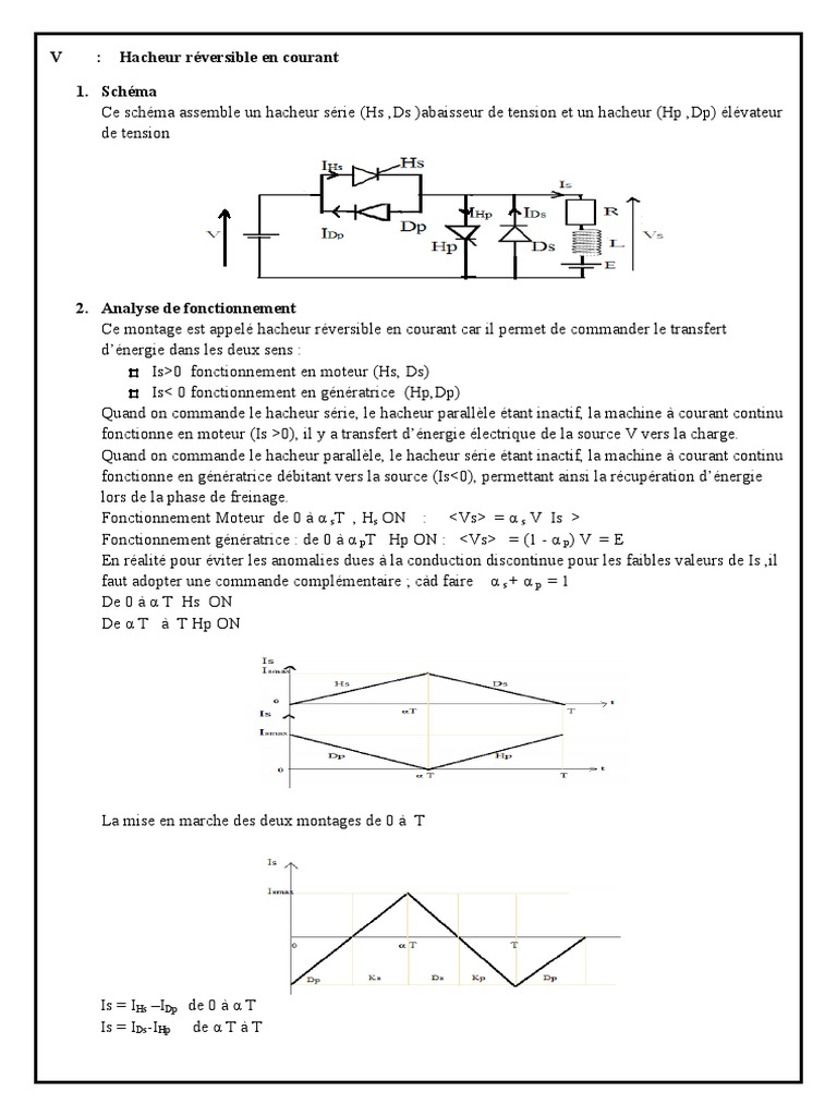 Hacheur Réversible en Courant et Tension | PDF | Générateur électrique ...
