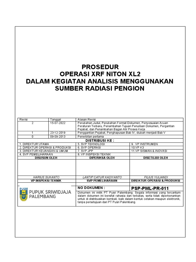 Draft Prosedur Operasi NITON XL2 Rev 2022 RH (Updated) | PDF