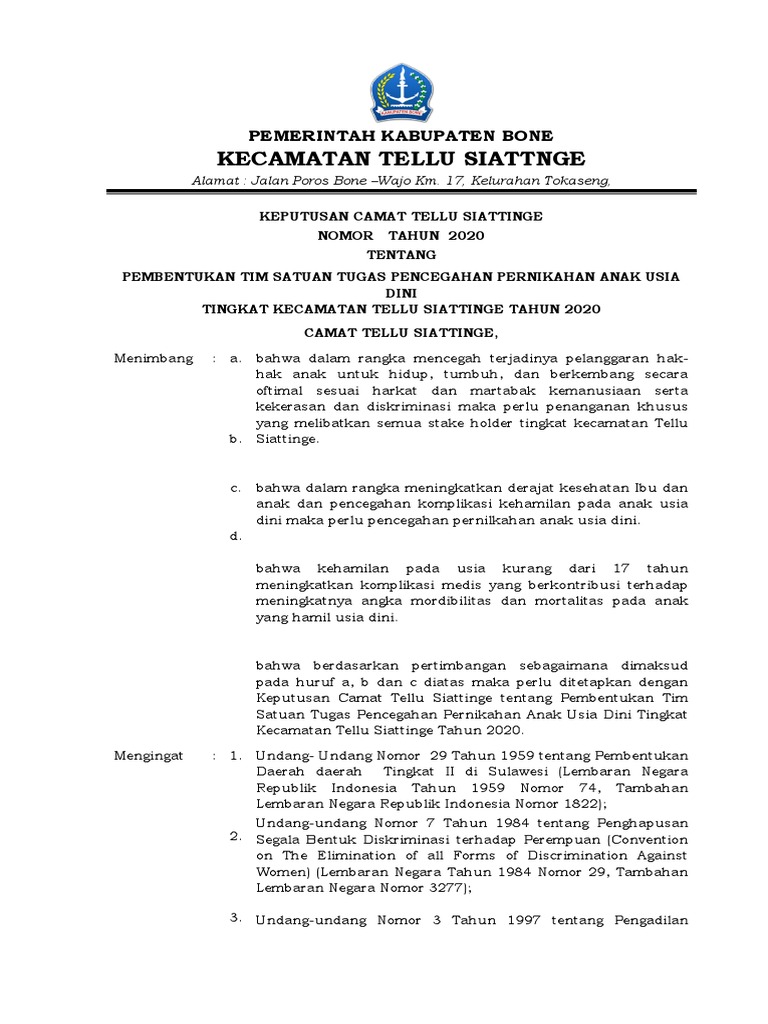 Contoh SK PERNIKAHAN DINI | PDF