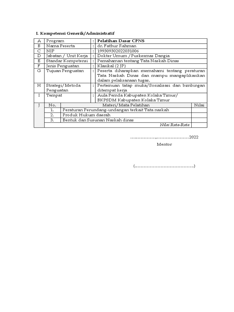 Format PKTBT - FTR | PDF
