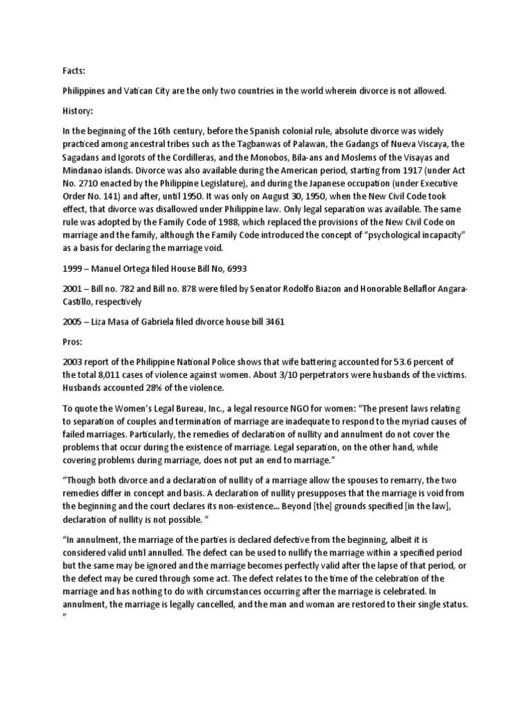 Divorce Law and History in the Philippines | PDF | Annulment | Marriage