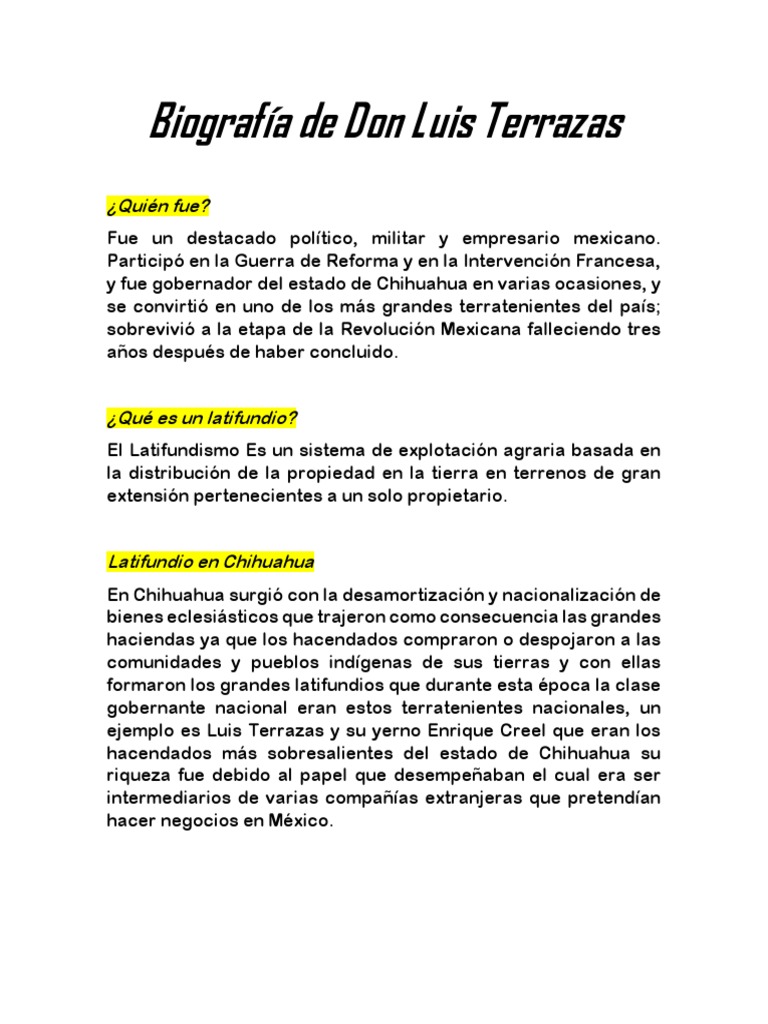 Biografía de Don Luis Terrazas | PDF