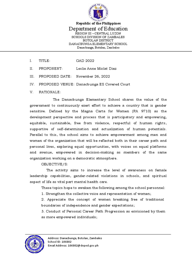 GAD Proposal | PDF | Empowerment