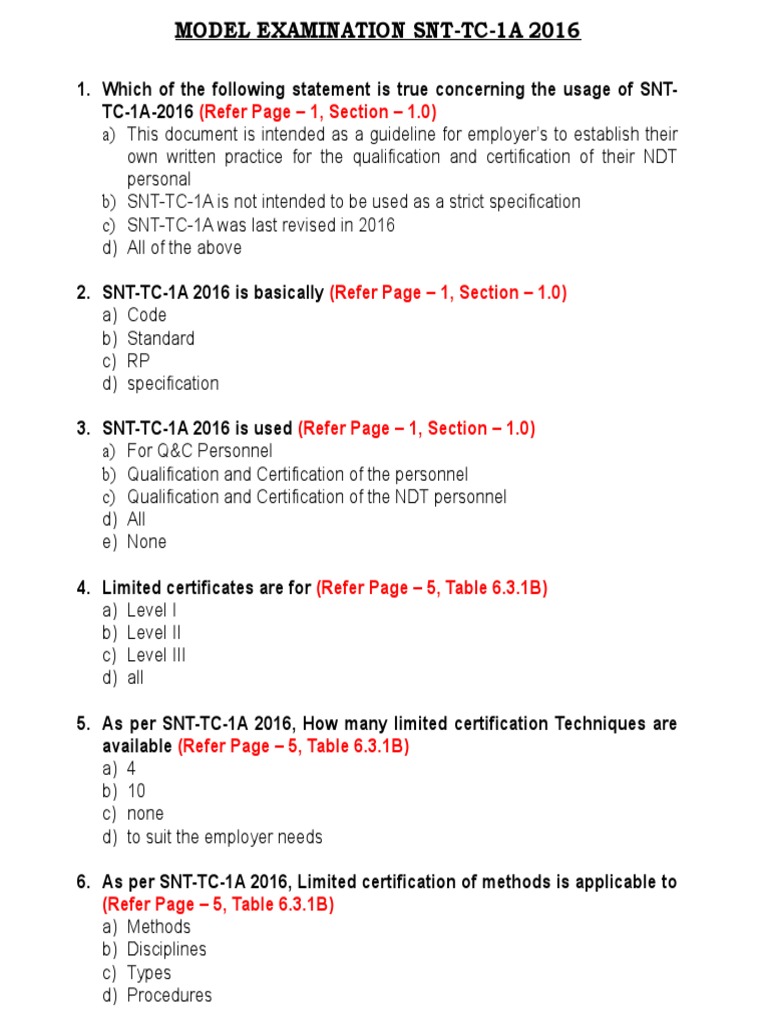 Snt-Tc-1a-2016 QB | Download Free PDF | Nondestructive Testing | Test ...