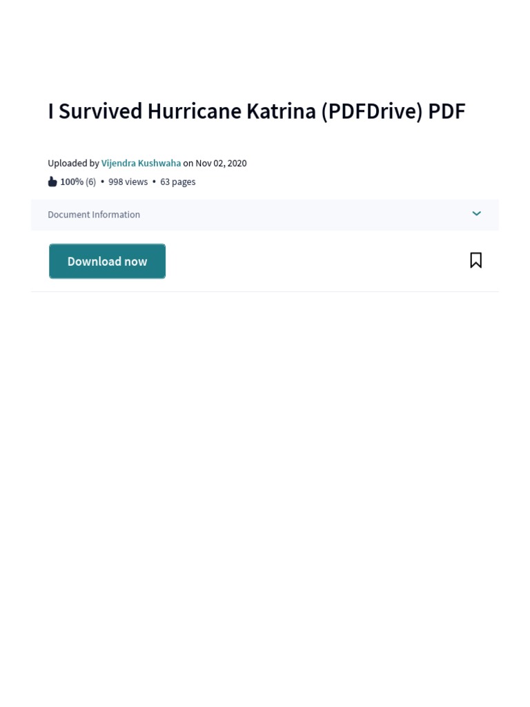 I Survived Hurricane Katrina Novel PDF | PDF