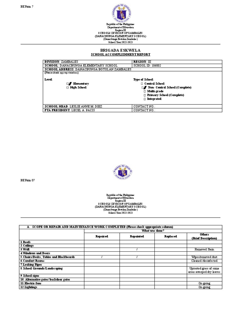 BE-Form-7-SCHOOL-ACCOMPLISHMENT-REPORT | PDF