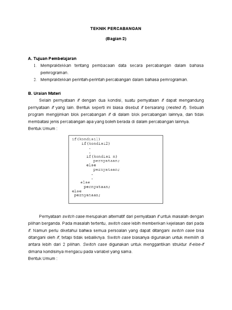 5 - Teknik Percabangan - Bag2 | PDF