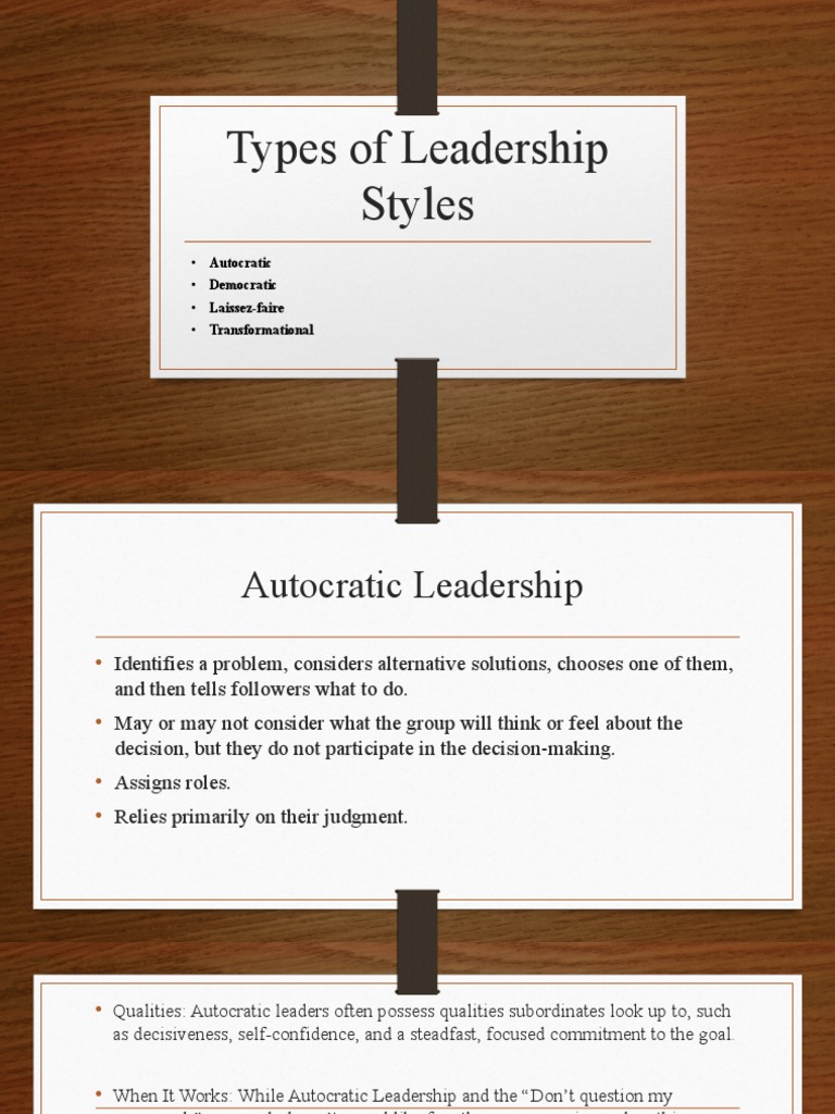 Types of Leadership Styles | PDF | Leadership | Transformational Leadership