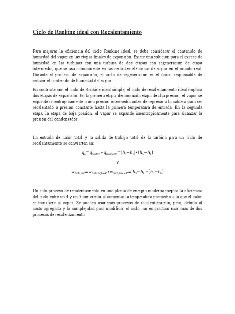 Ciclo de Rankine Ideal y Regenerativo | PDF | Vapor | Agua