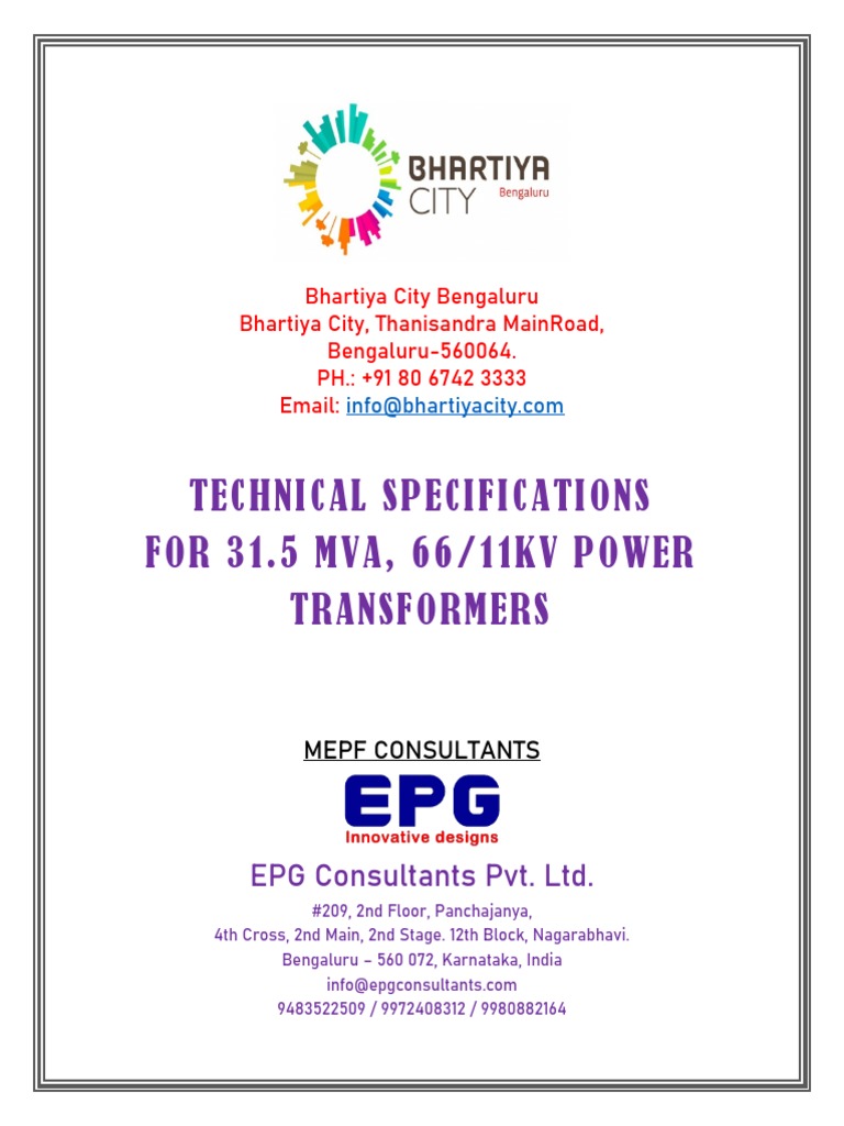 Epg-Bc-Power Transformer Tech Spec | PDF | Transformer | Insulator (Electricity)