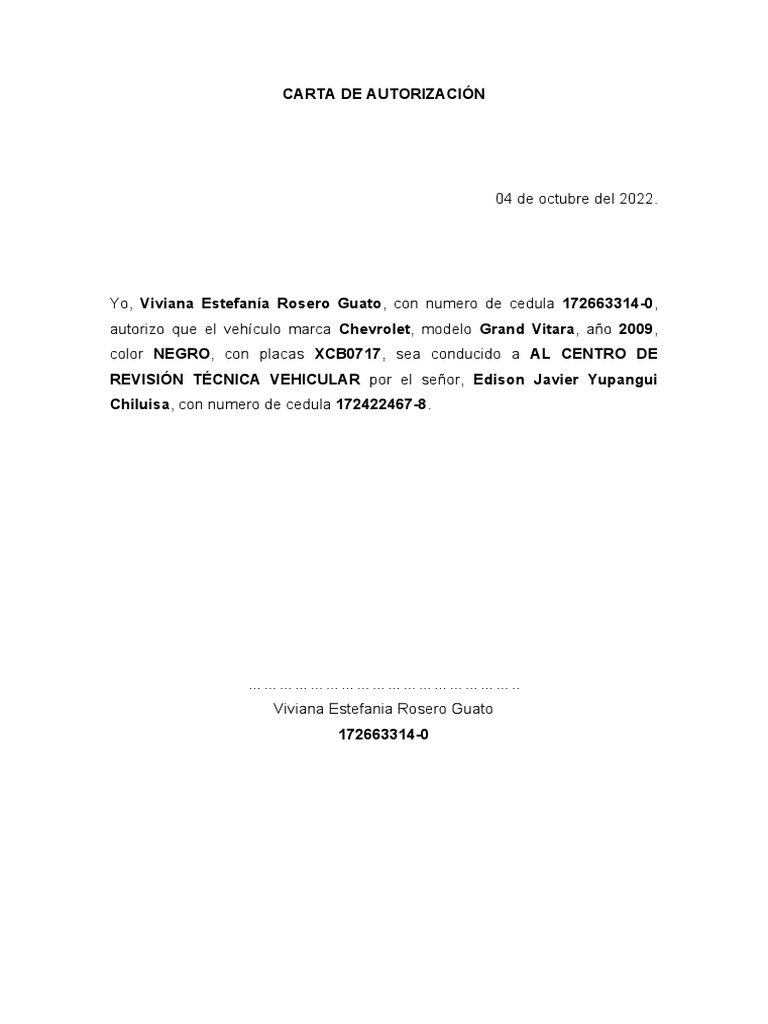 Carta de Autorización | PDF