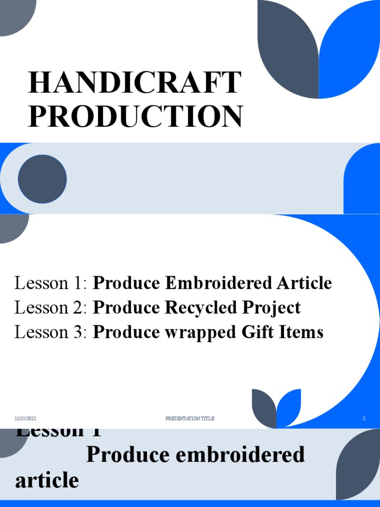 Handicraft Production Lesson 1 | PDF | Yarn | Embroidery