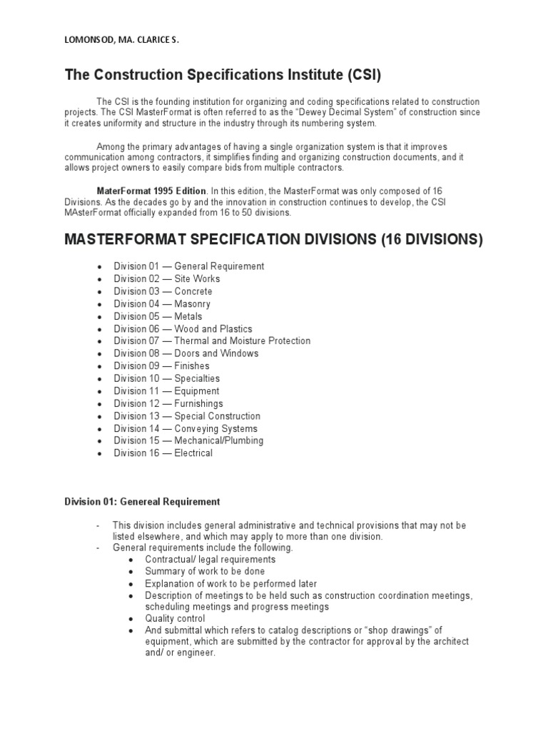 The Construction Specifications Institute | PDF