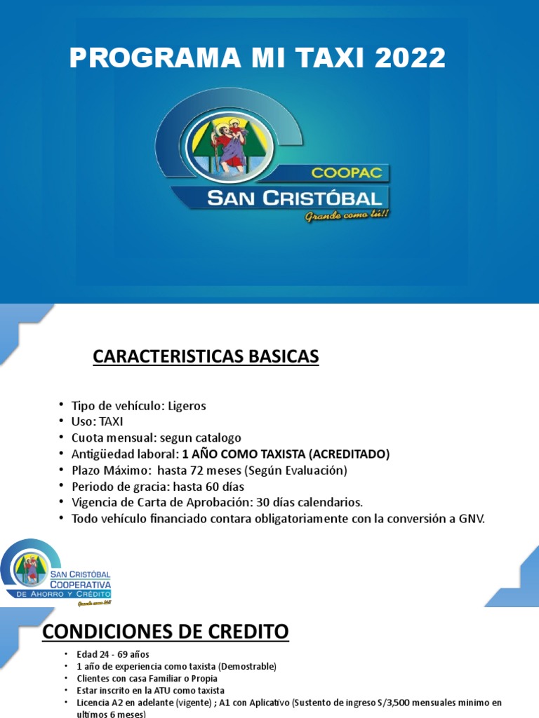 Presentación Programa Mi Taxi (V 2.0) | PDF