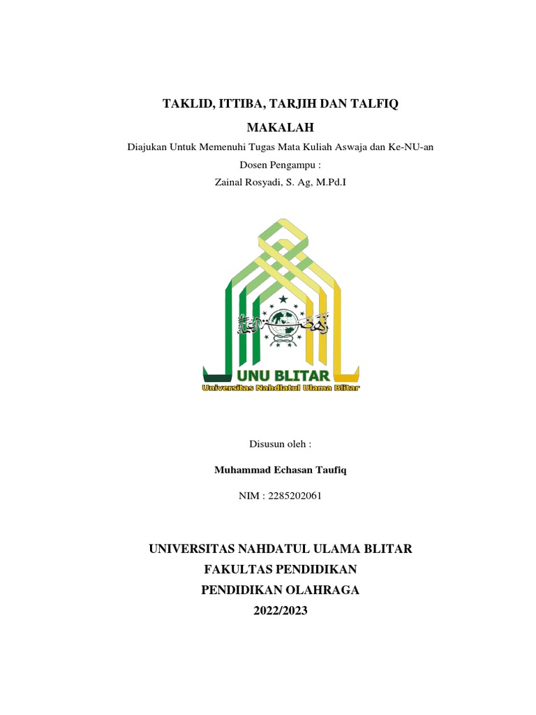 Taklid, Ittiba, Tarjih Dan Talfiq | PDF | Sains & Matematika