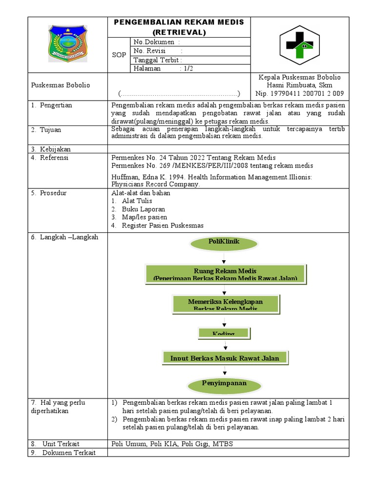 Sop - Pengembalian Rekam Medis | PDF
