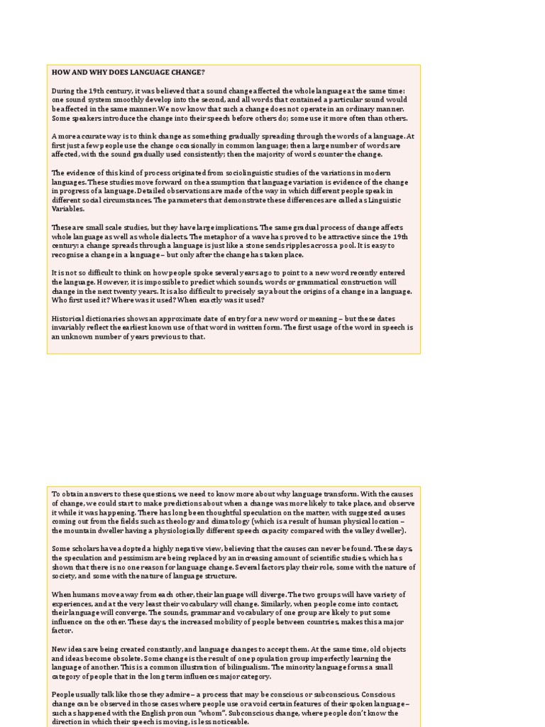 Reading 01 Passage 03 - HOW AND WHY DOES LANGUAGE CHANGE | PDF