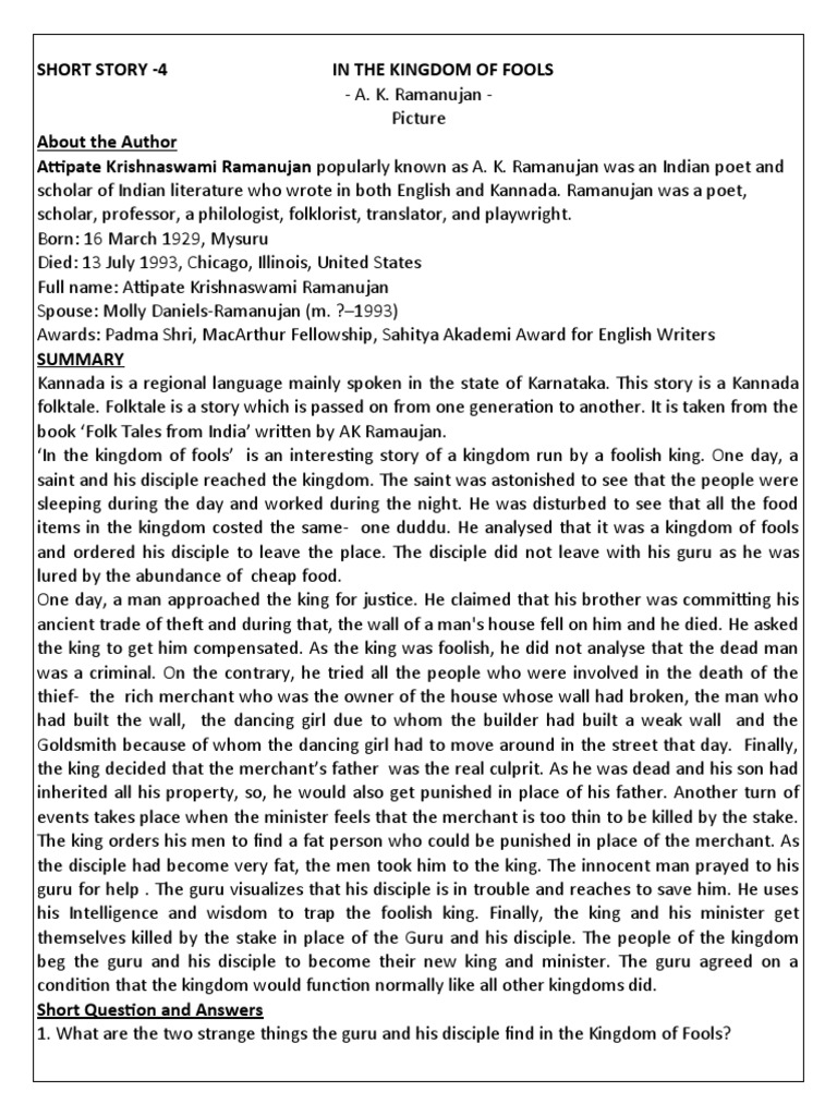 The Kingdom of Fools: A Folktale Summary | PDF | Religion ...