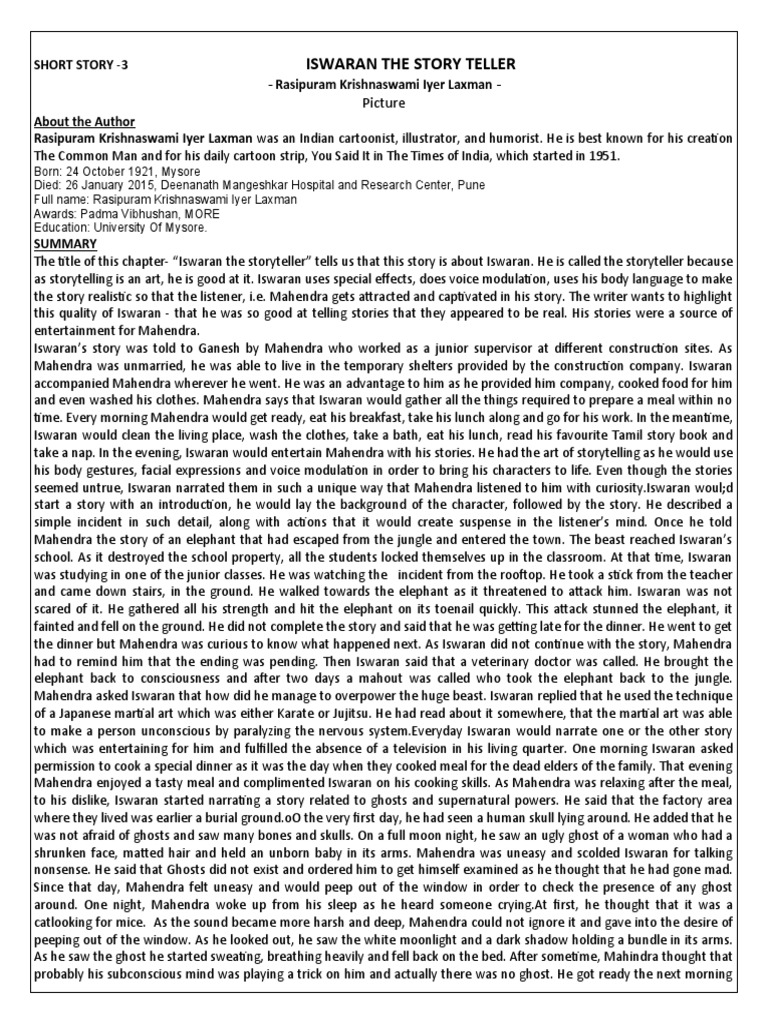 Chapter-3 Iswaran The Story Teller | PDF | Poetry | General Fiction