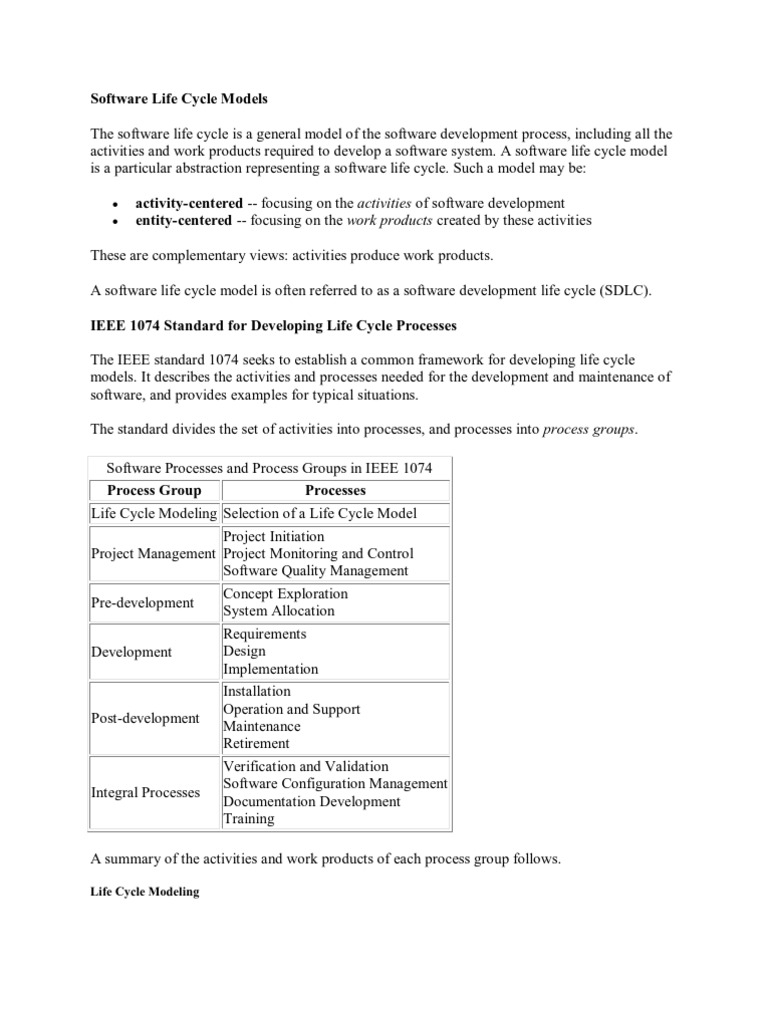 Software Life Cycle Models | PDF | Software Development Process ...