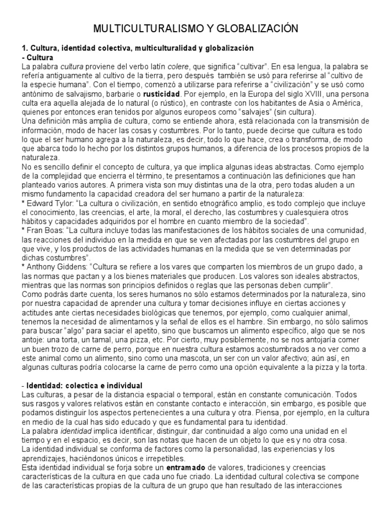 Multiculturalismo y Globalización | PDF