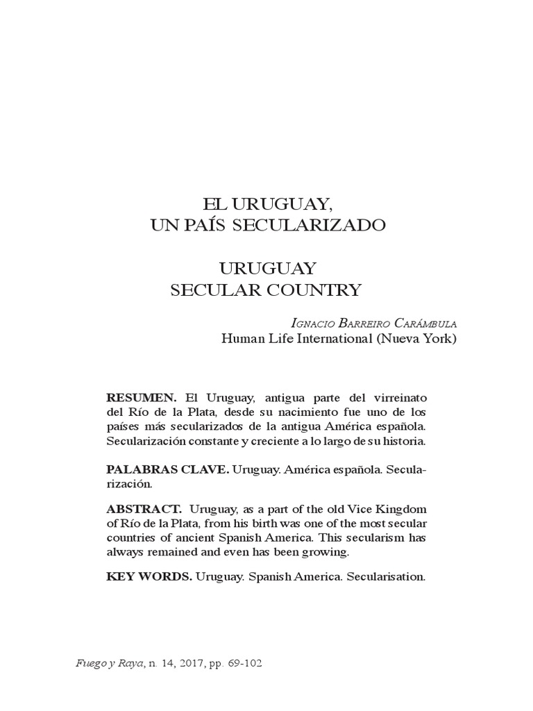 Uruguay, Un País Secularizado. Ignacio Barreiro | PDF