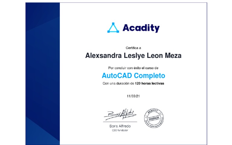 Certificate of Completion For Autocad Completo | PDF