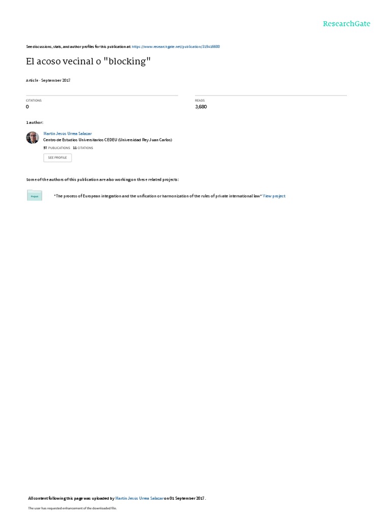 El Acoso Vecinal o Blocking - Martín Jesús Urrea | PDF | Acoso | Castigos