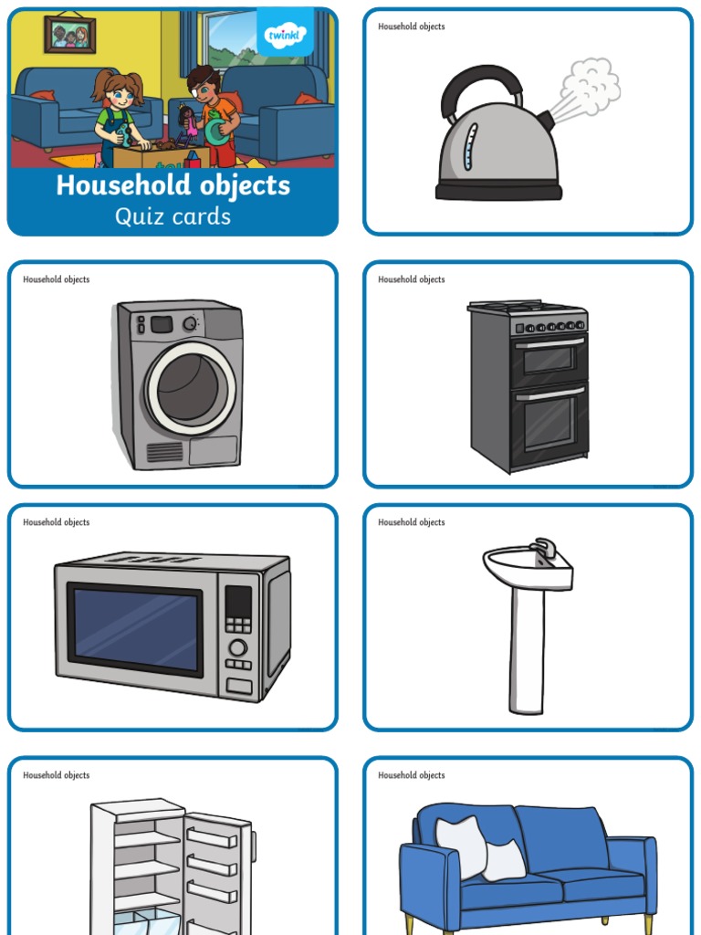 A Collection of Quiz Cards on Common Household Objects | PDF