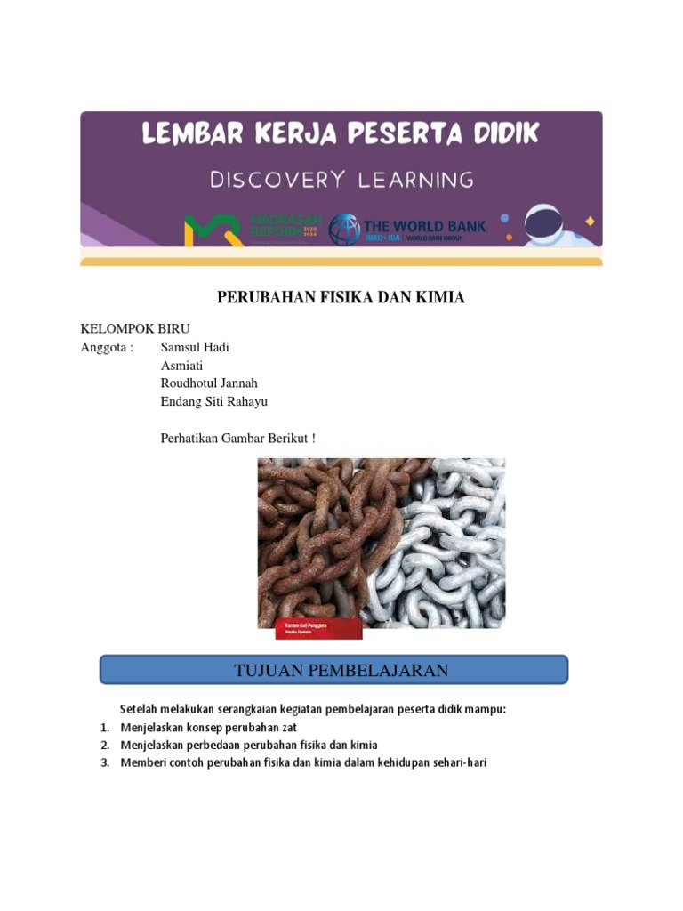 LKPD DL Perubahan Fisika Dan Kimia | PDF
