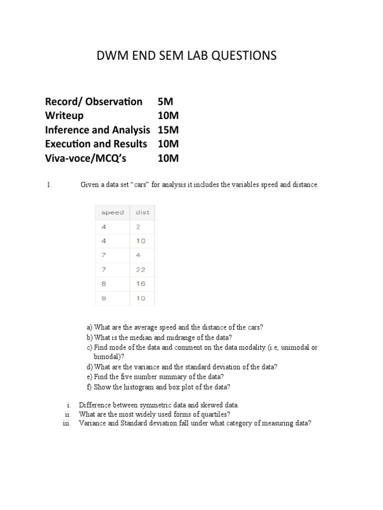 DWM - END SEM LAB Questions | PDF | Principal Component Analysis | Statistical Classification