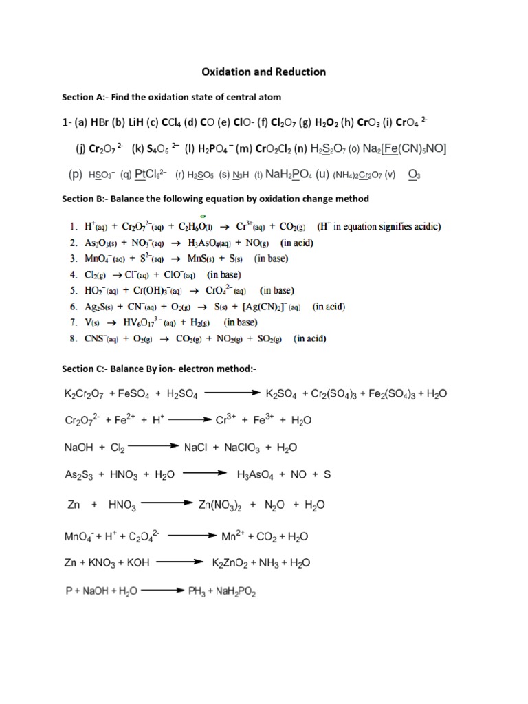 Oxidation and Reduction | PDF | Science & Mathematics | Technology ...