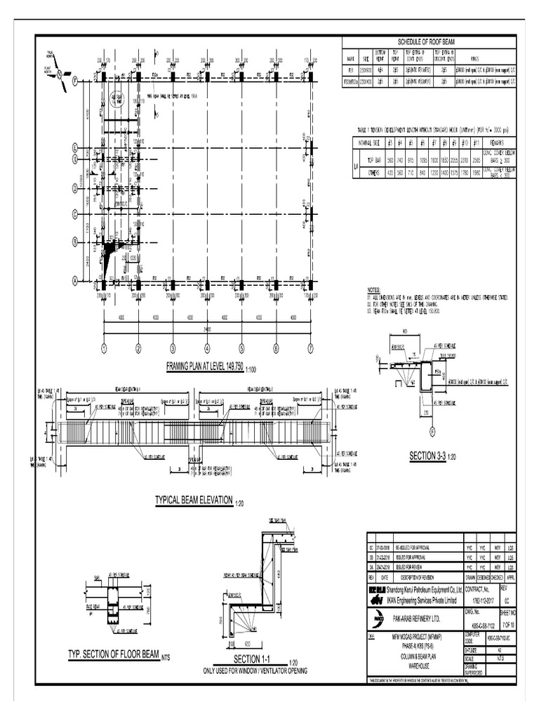 Kbs-c-sb-7102-0c (Sh.7 of 10) Column & Beam Plan Warehouse | PDF
