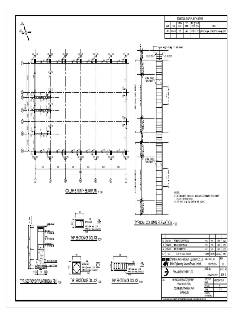 Kbs-c-sb-7102-0c (Sh.6 of 10) Column & Plinth Beam Plan Warehouse | PDF