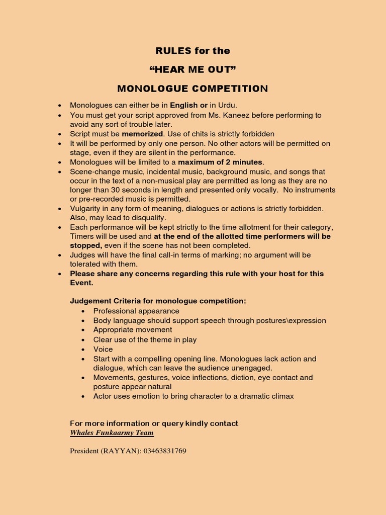 Rules Monologue | PDF