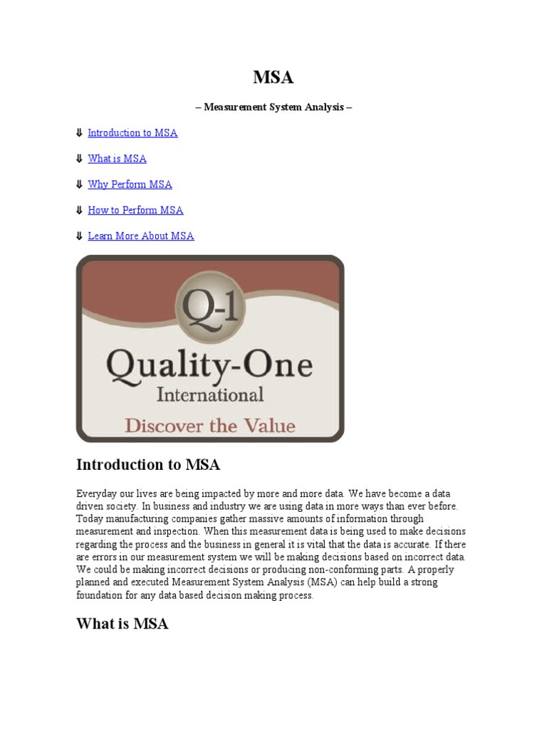 Measurement System Analysis | PDF