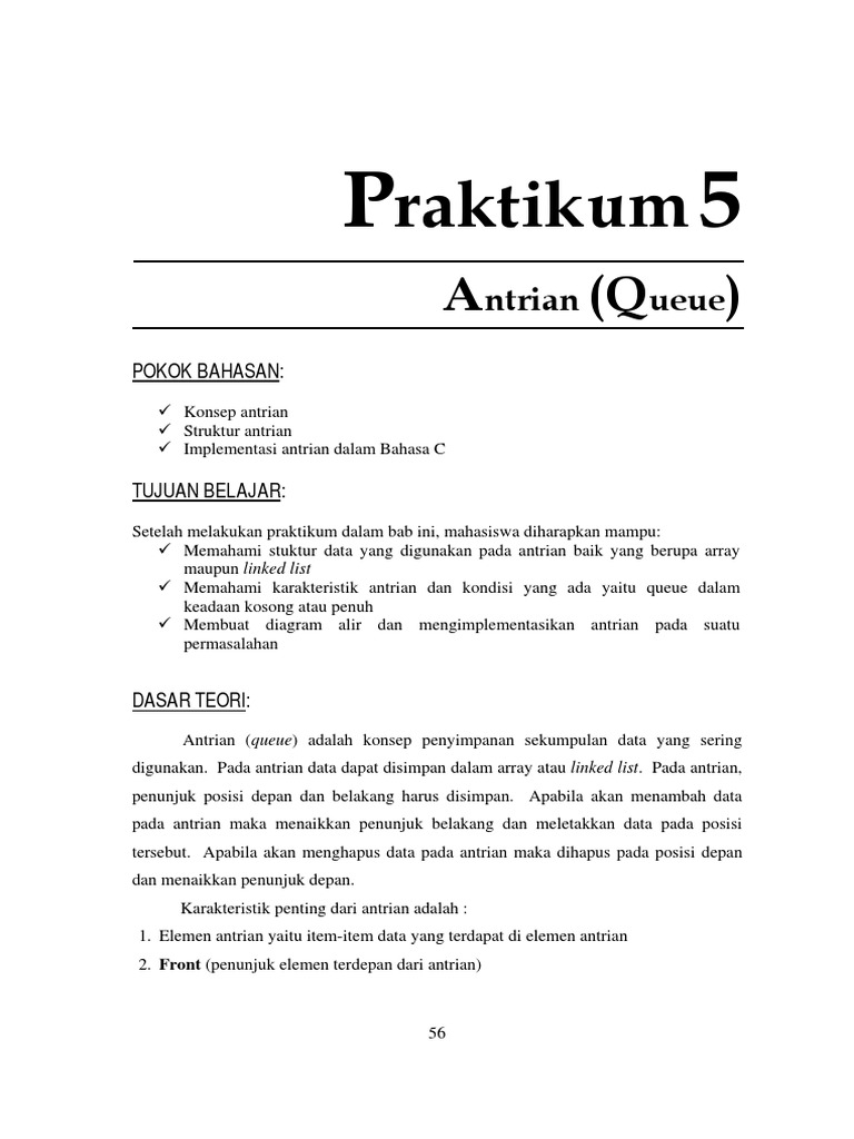 Adoc - Pub - Praktikum 5 Antrian Queue | PDF