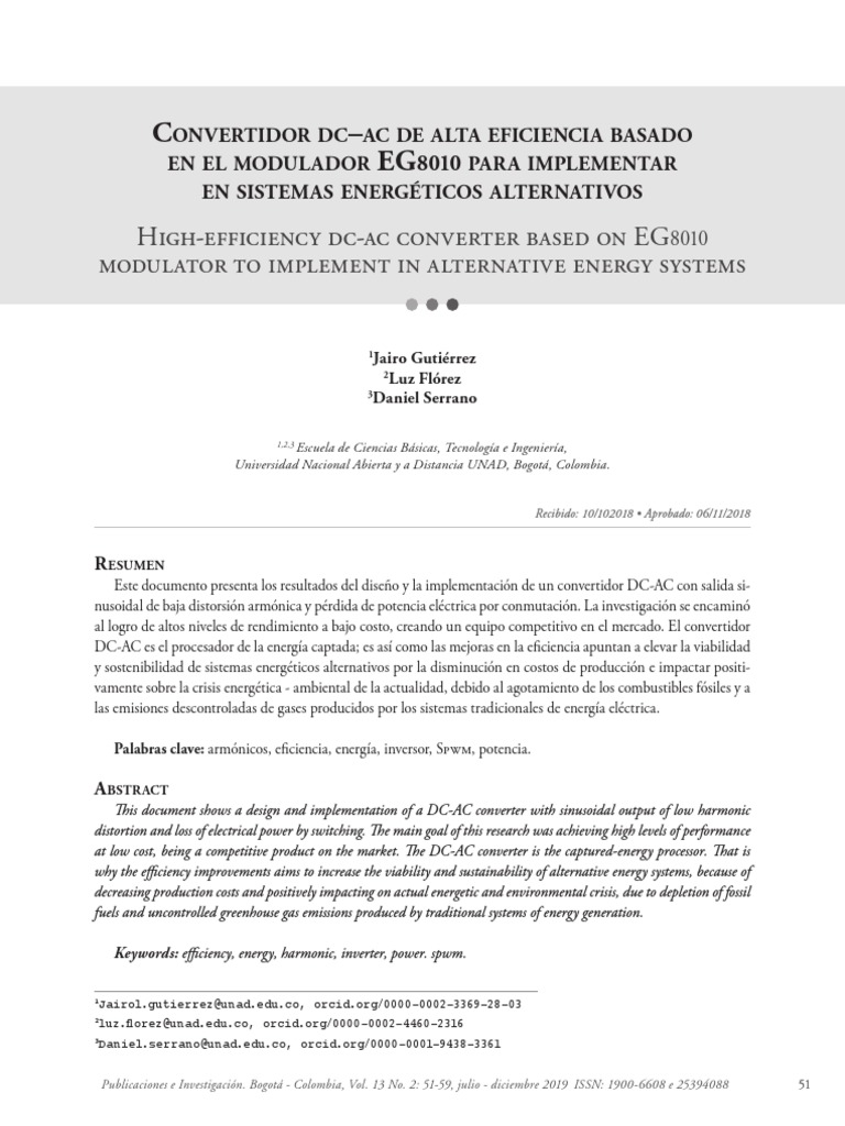 High-Efficiency Dc-Ac Converter Based On EG Modulator To Implement in ...