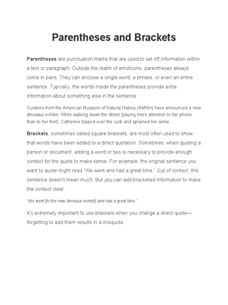 Parentheses and Brackets | PDF