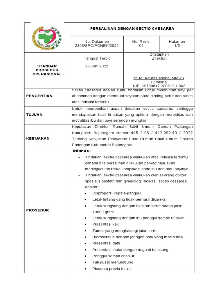 Prosedur Sectio Caesarea | PDF