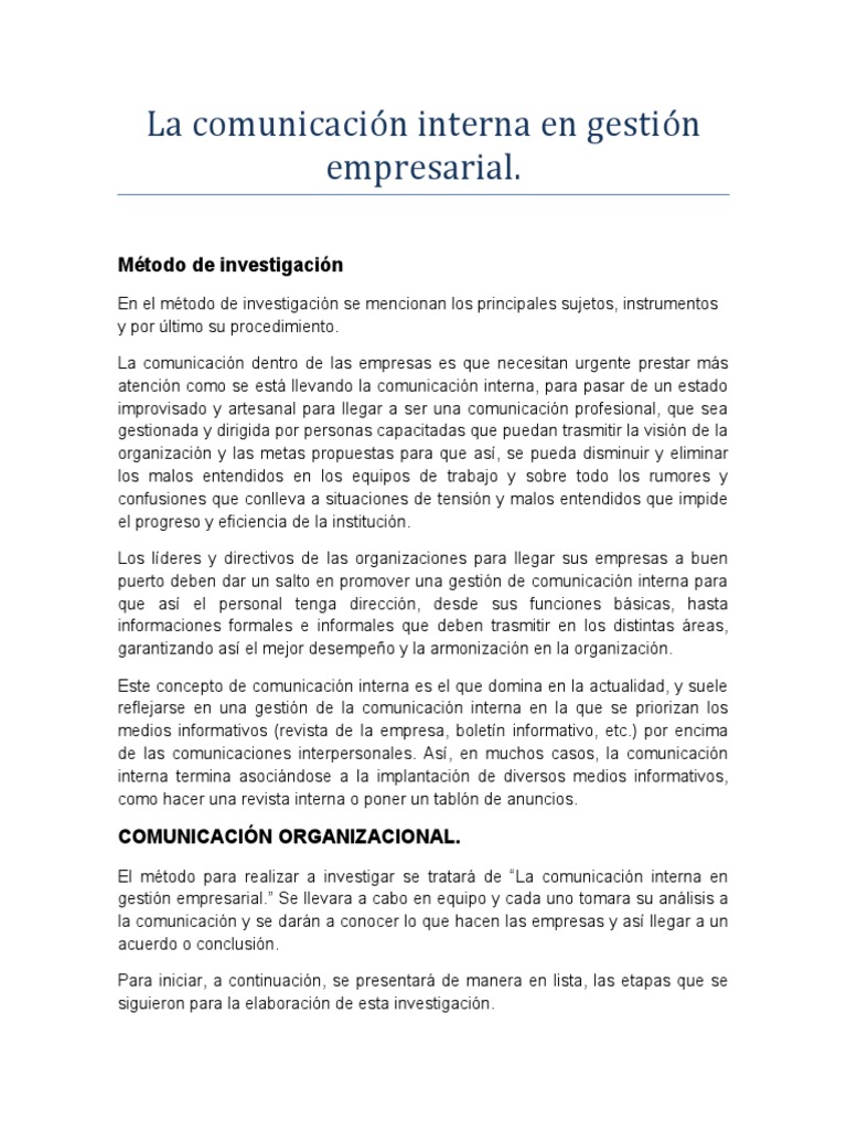 Comunicación Interna Empresarial | PDF | Negocios