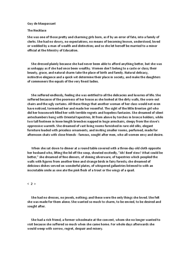 Guy de Maupassant THE NECKLACE | PDF