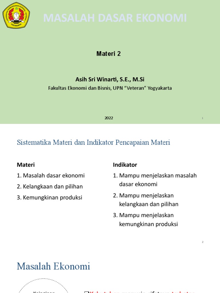 2 Masalah Dasar Ekonomi Pdf 