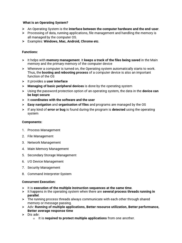 Operating System-Notes | PDF | Operating System | Process (Computing) Operating System-Notes | PDF | Operating System | Process (Computing)